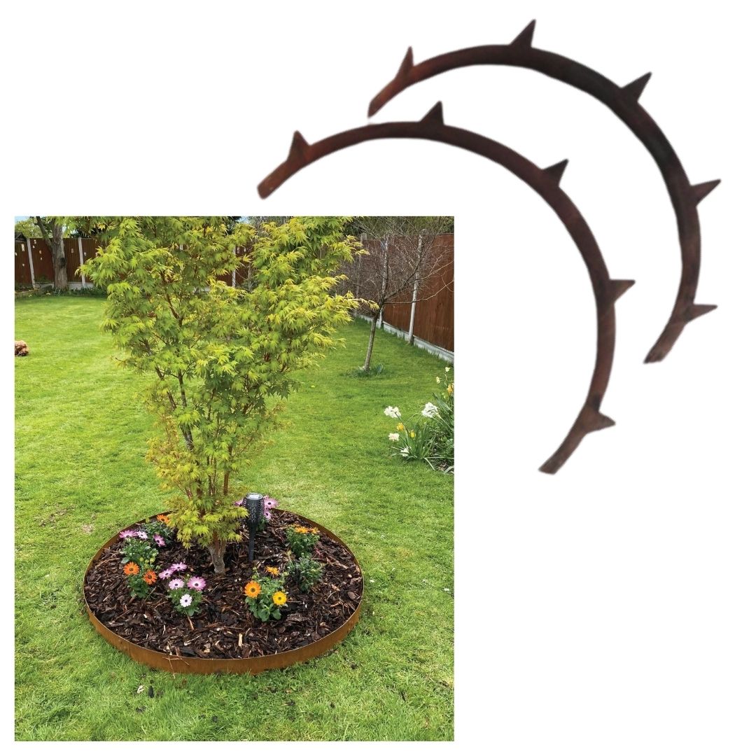 Circular Pre Rust Corten Steel Garden Lawn Edging 160mm x ⌀ 600mm 2pcs