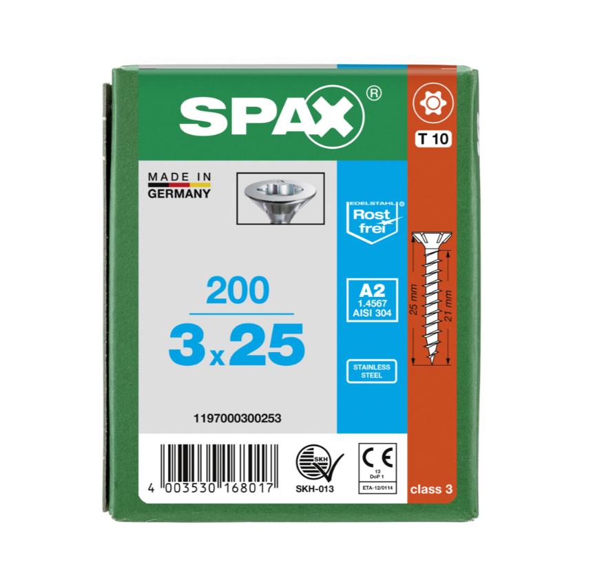 SPAX Stainless Steel T-STAR 3X25 (200)