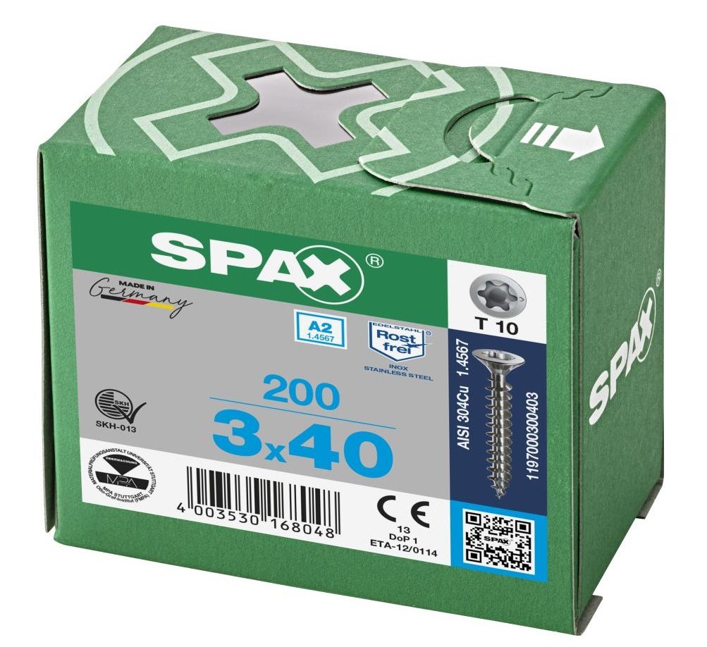SPAX Stainless Steel T-STAR 3X40 (200)