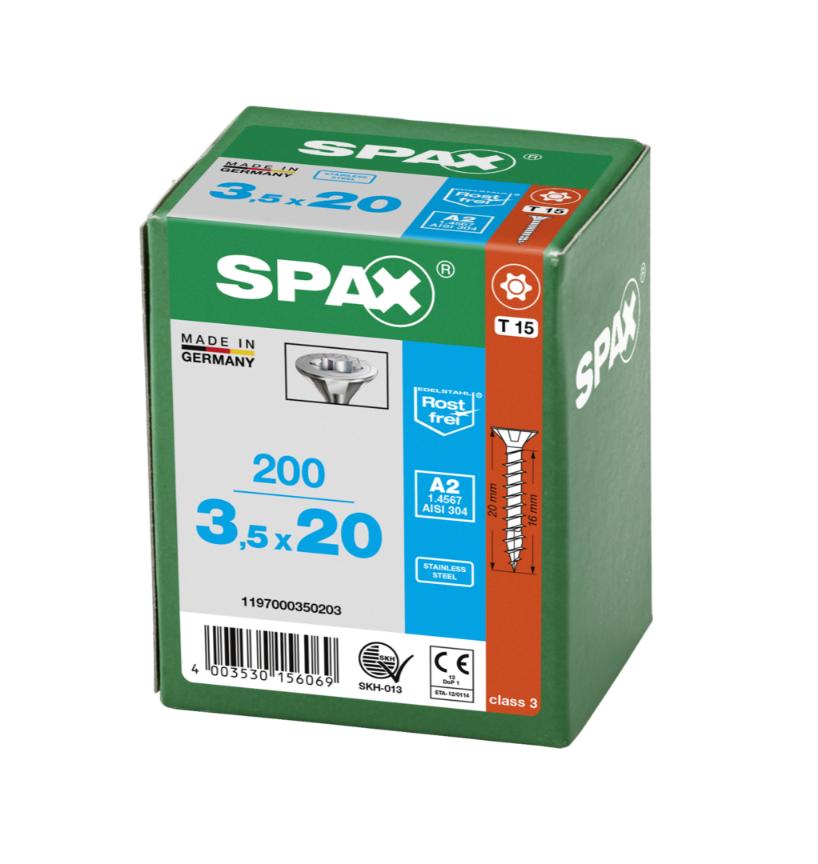 SPAX Stainless Steel T-STAR 3.5X20 (200)