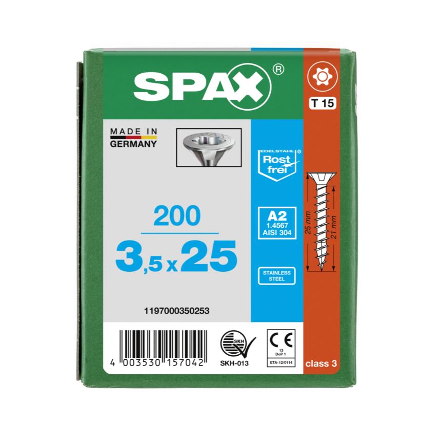 SPAX Stainless Steel T-STAR 3.5X25 (200)