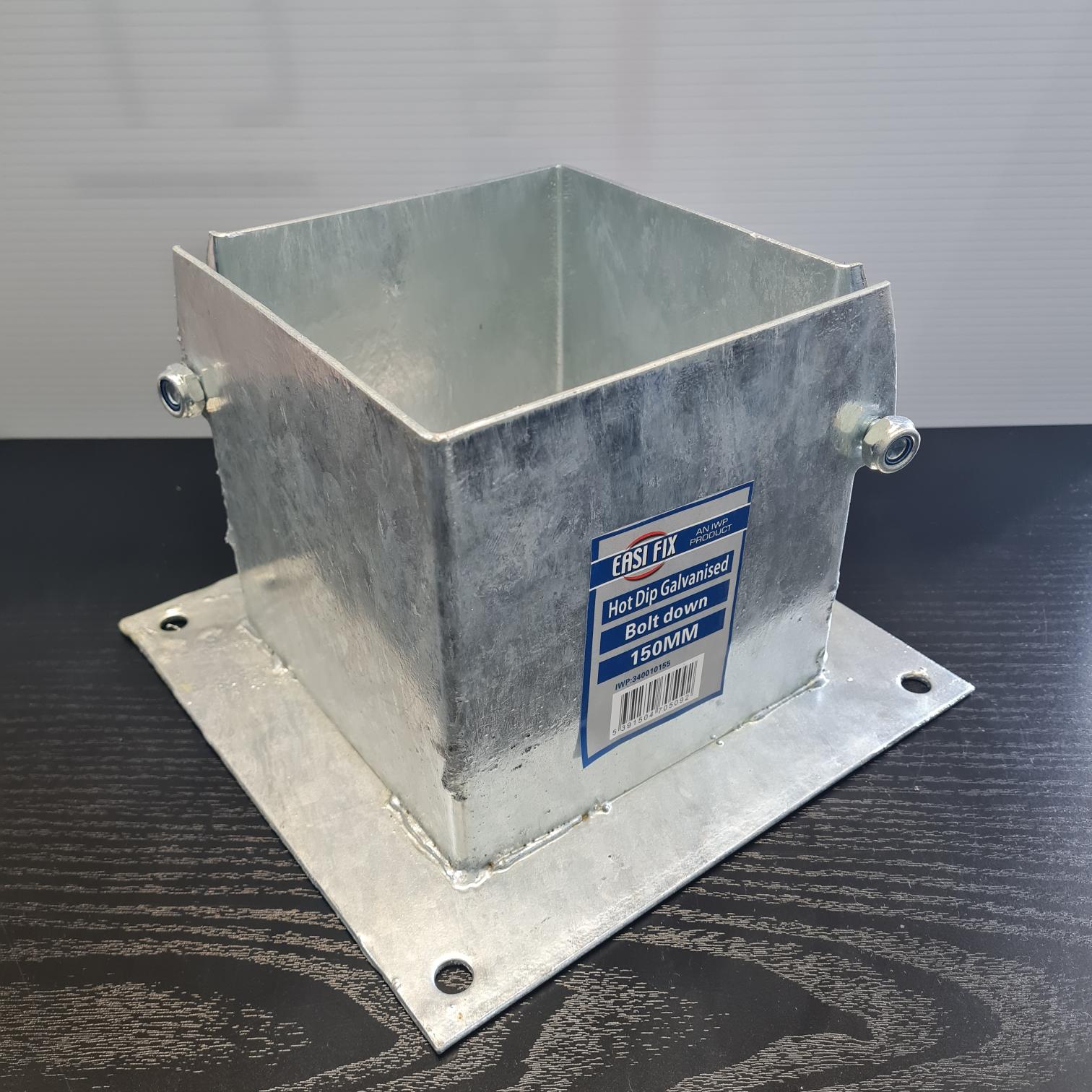 Bolt Down Post Supports Galvanised 150mm (6" x 6")