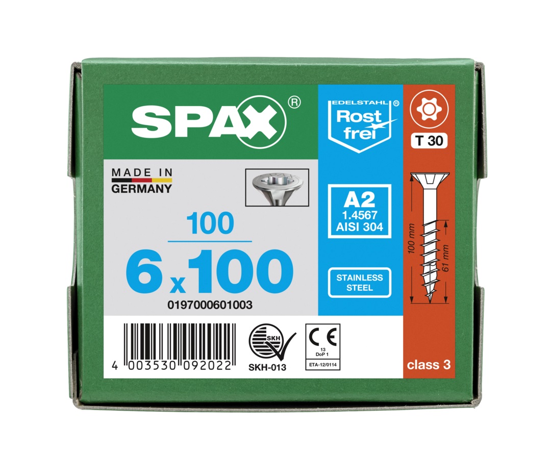 SPAX Stainless Steel T-STAR 6.0x100 (100)