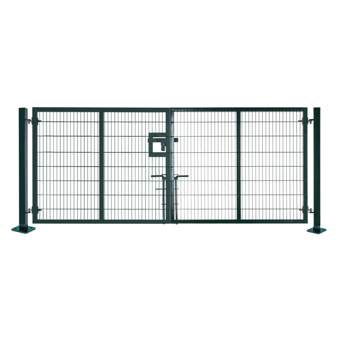 Mesh Panel Double Gate 1.2M x 4M Green with Base Plate
