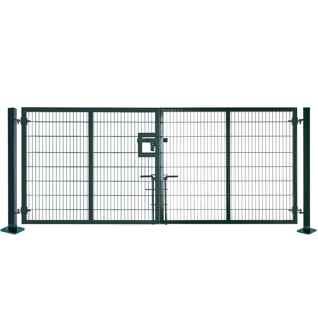 Mesh Panel Double Gate 1.7M x 4M Green with Base Plate