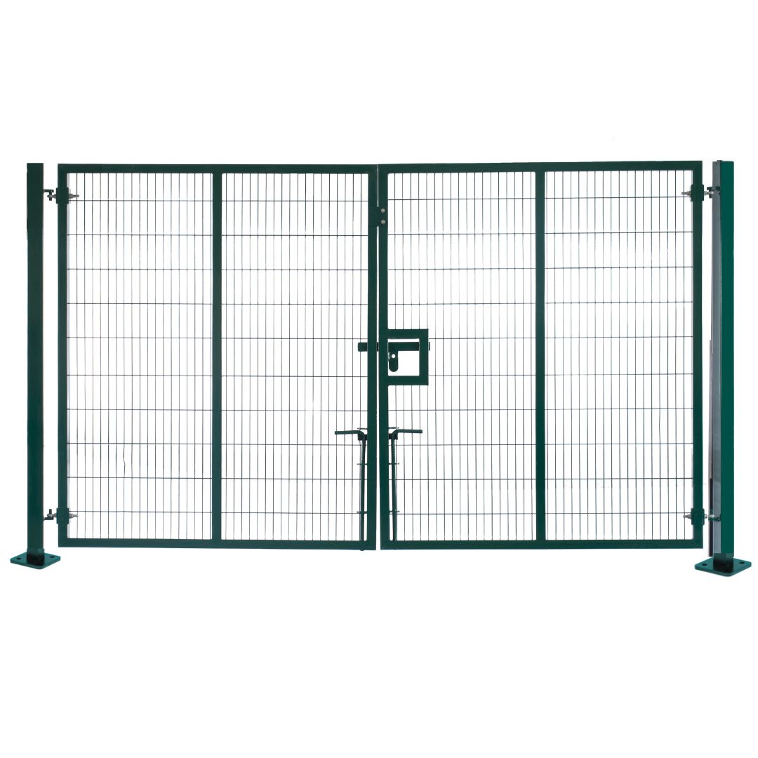 Mesh Panel Double Gate 2.4M x 4M Green with Base Plate