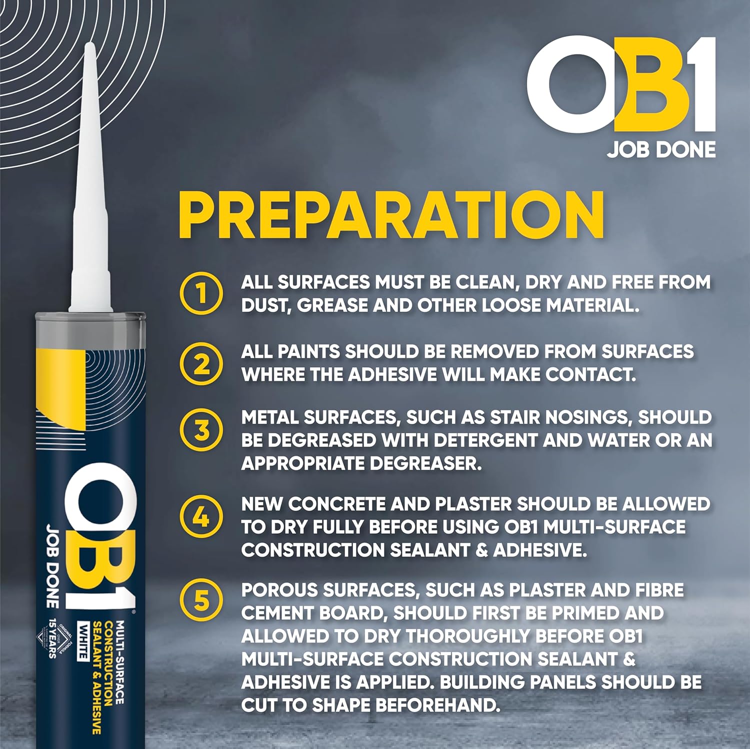 OB1 Multi-Surface Sealant & Adhesive - White 290ml