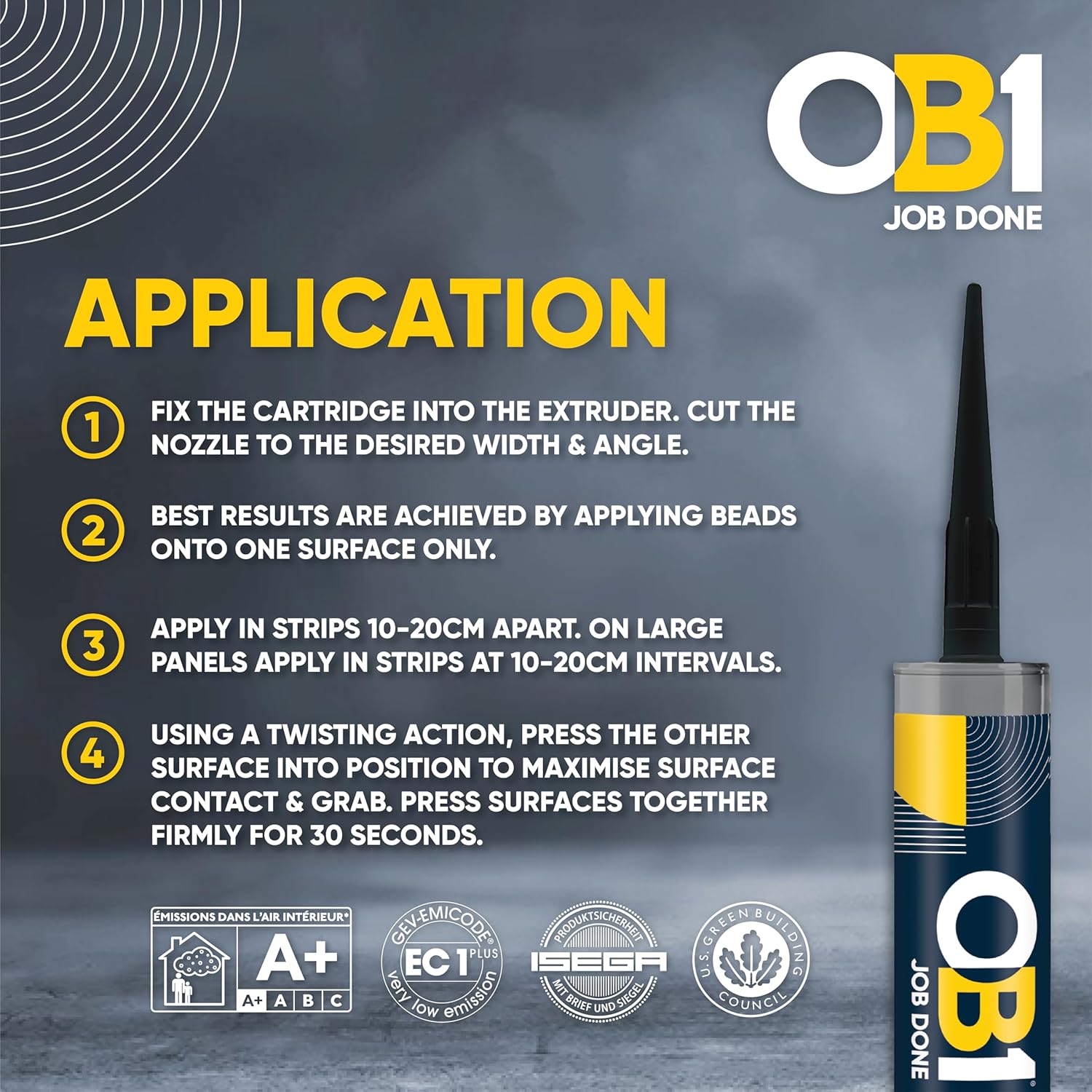 OB1 Multi-Surface Sealant & Adhesive - Black 290ml