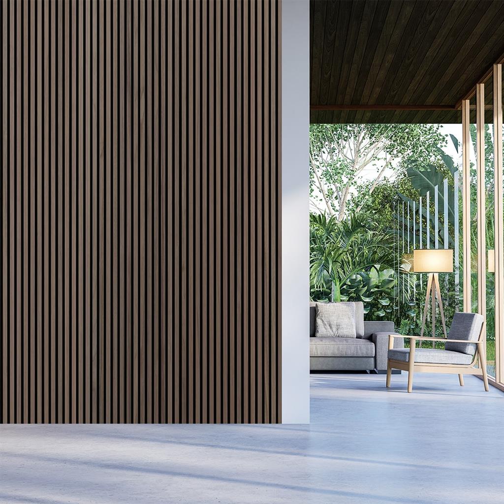 FibroTech Acoustic Wall Panel Set 2440x605x22mm Walnut