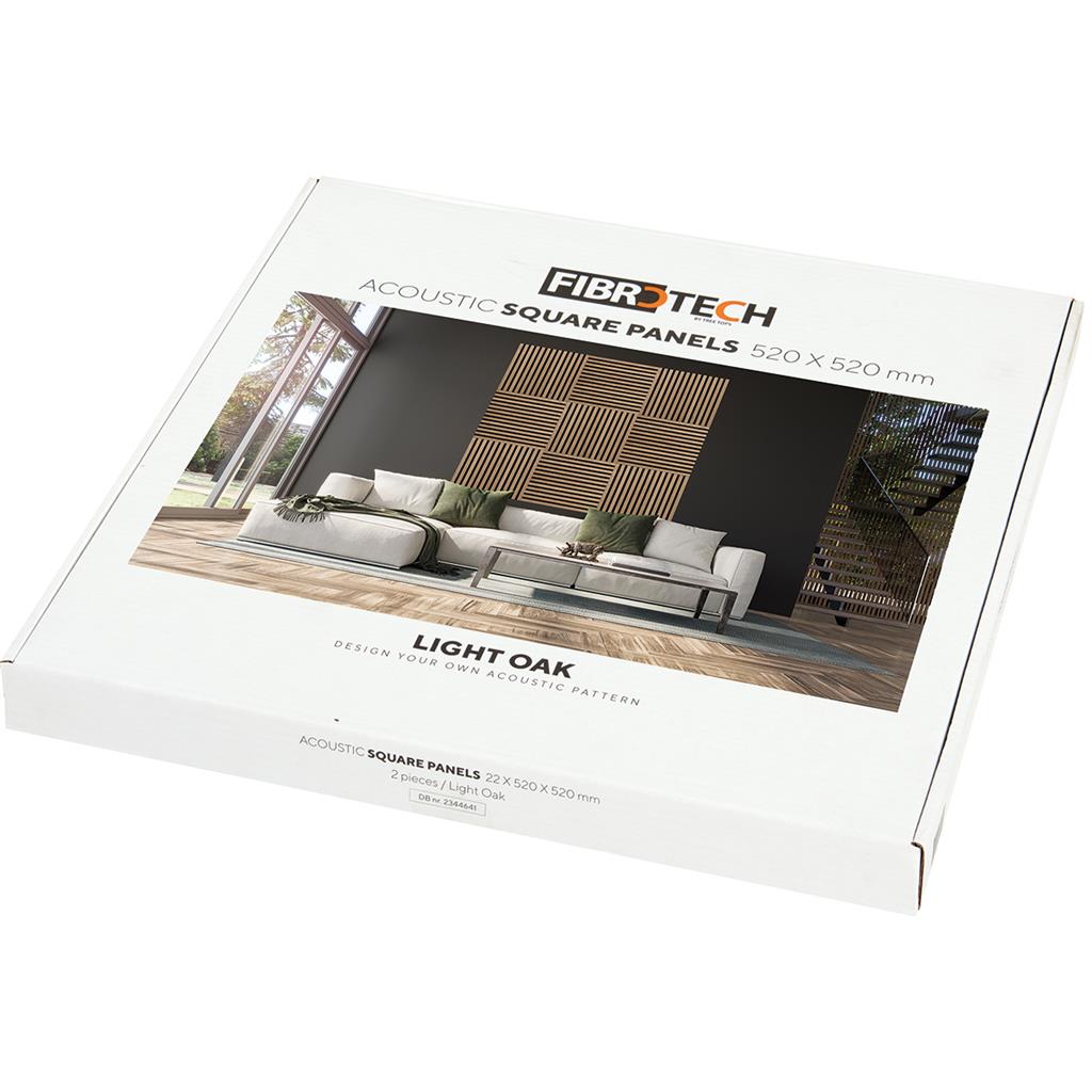 FibroTech Square Acoustic Wall Panel Set520x520x22mm Light Oak (2)