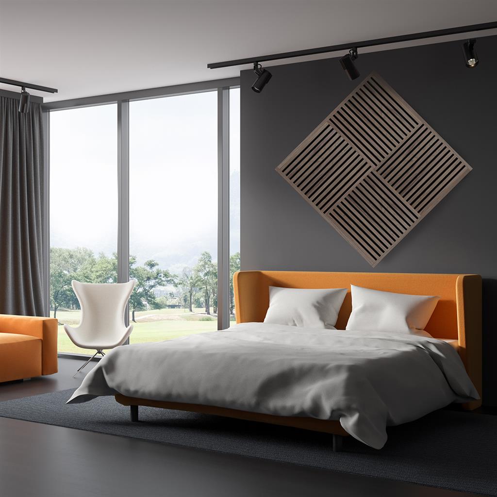 FibroTech Square Acoustic Wall Panel Set 520x520x22mm Walnut (2)