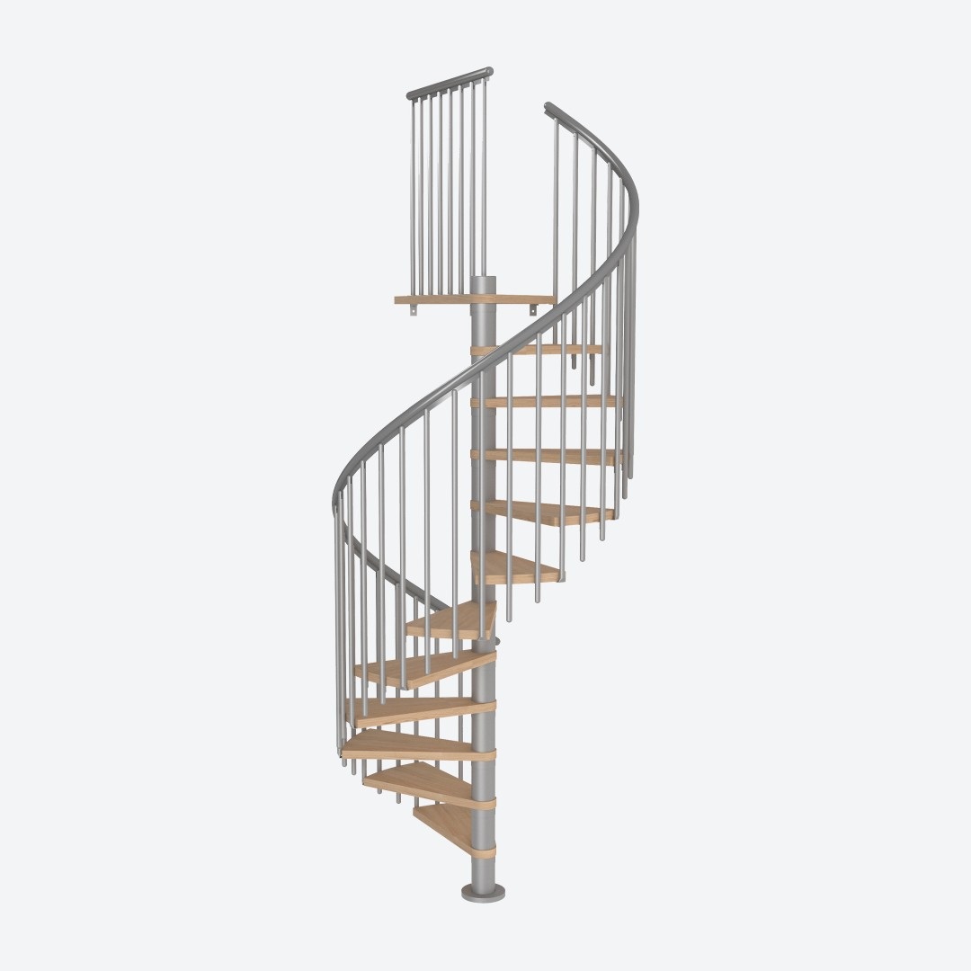 Dolle Montreal Spiral Staircase Pearl Grey 12+1 Tread ⌀140cm